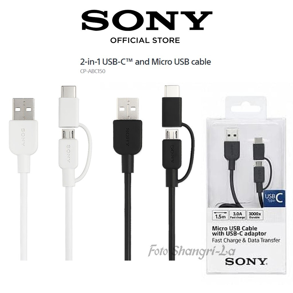 SONY ORIGINAL CP-ABC150 (1.5 Meters) 2-IN-1 USB-C & MICRO USB CHARGING ...
