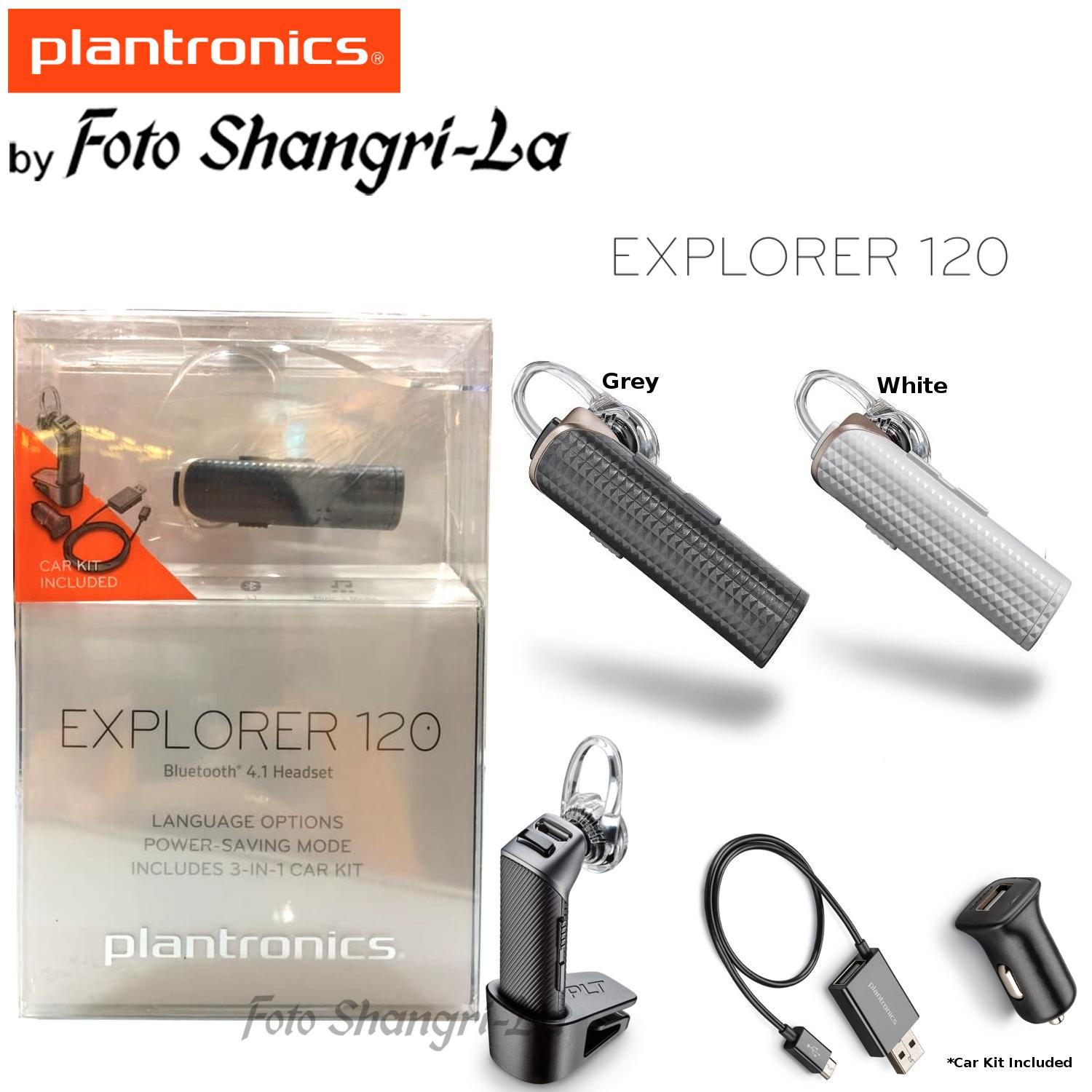 Plantronics EXPLORER 120 Wireless Bluetooth Mono Headset with Car Charger Clip - MSL Digital ...