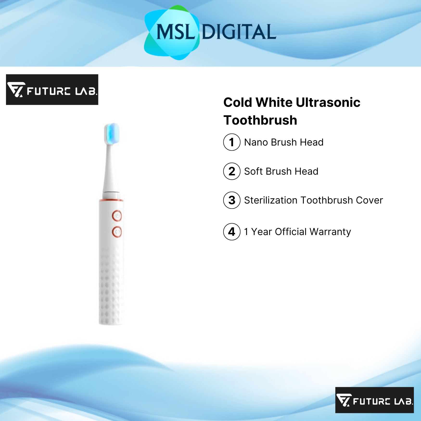 Future Lab Cold White Ultrasonic Toothbrush - MSL Digital Online Store