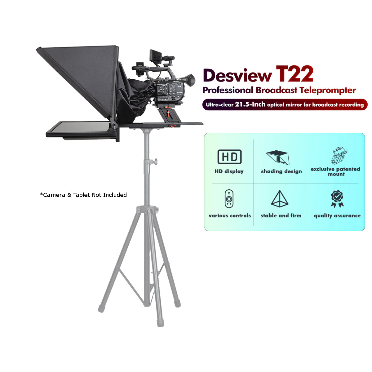 [PRE-ORDER 30 Days] Desview T22 Teleprompter Set with 21.5" Self-Reversing Monitor - MSL Digital ...