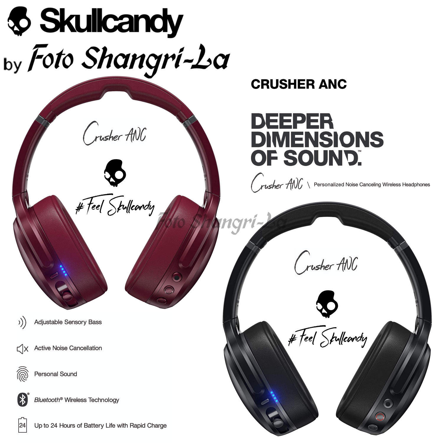Skullcandy Crusher ANC Personalized Active Noise Canceling Wireless ...