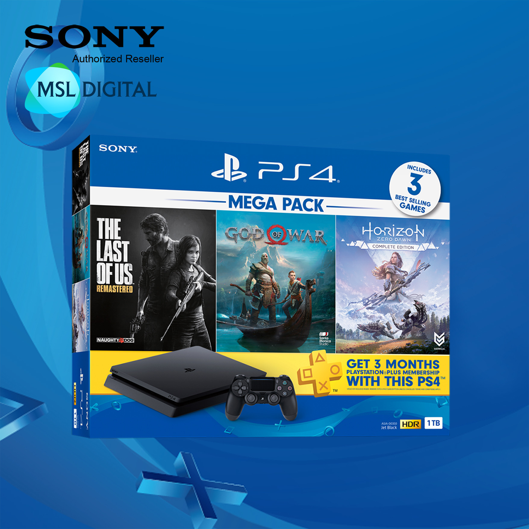 SONY PS4 PLAYSTATION SLIM 1TB MEGA PACK 2 + 3 TITLES + 1 EXTRA ...