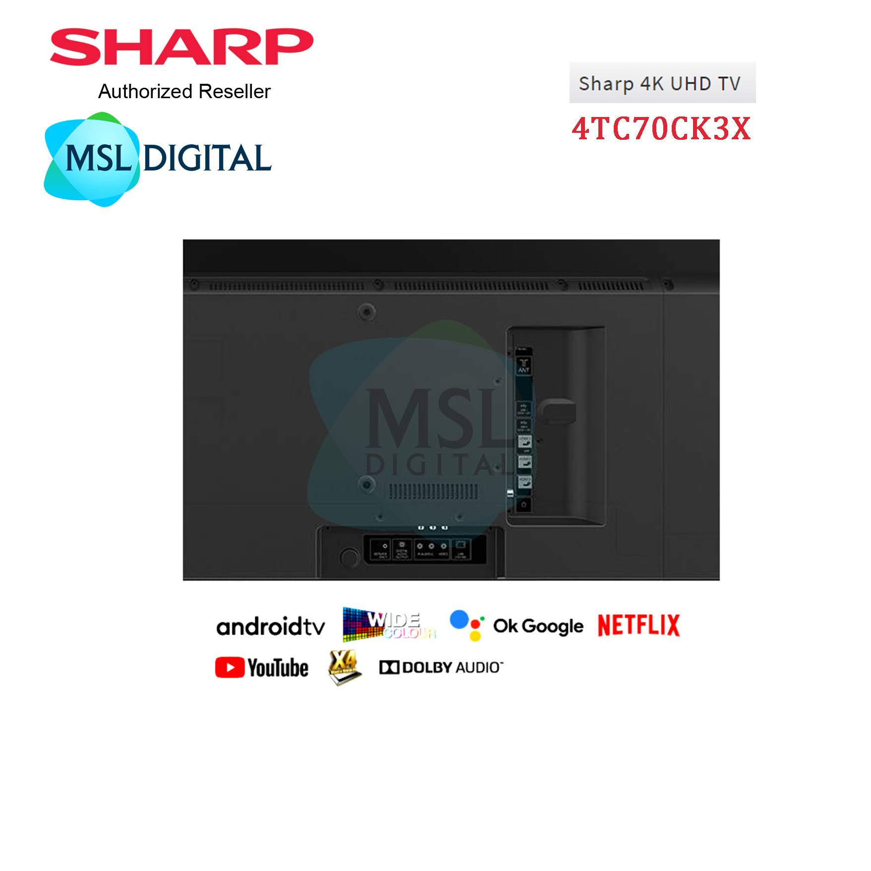 SHARP AQUOS 70Inch 4K UHD Android TV - 4TC70CK3X - MSL Digital Online Store