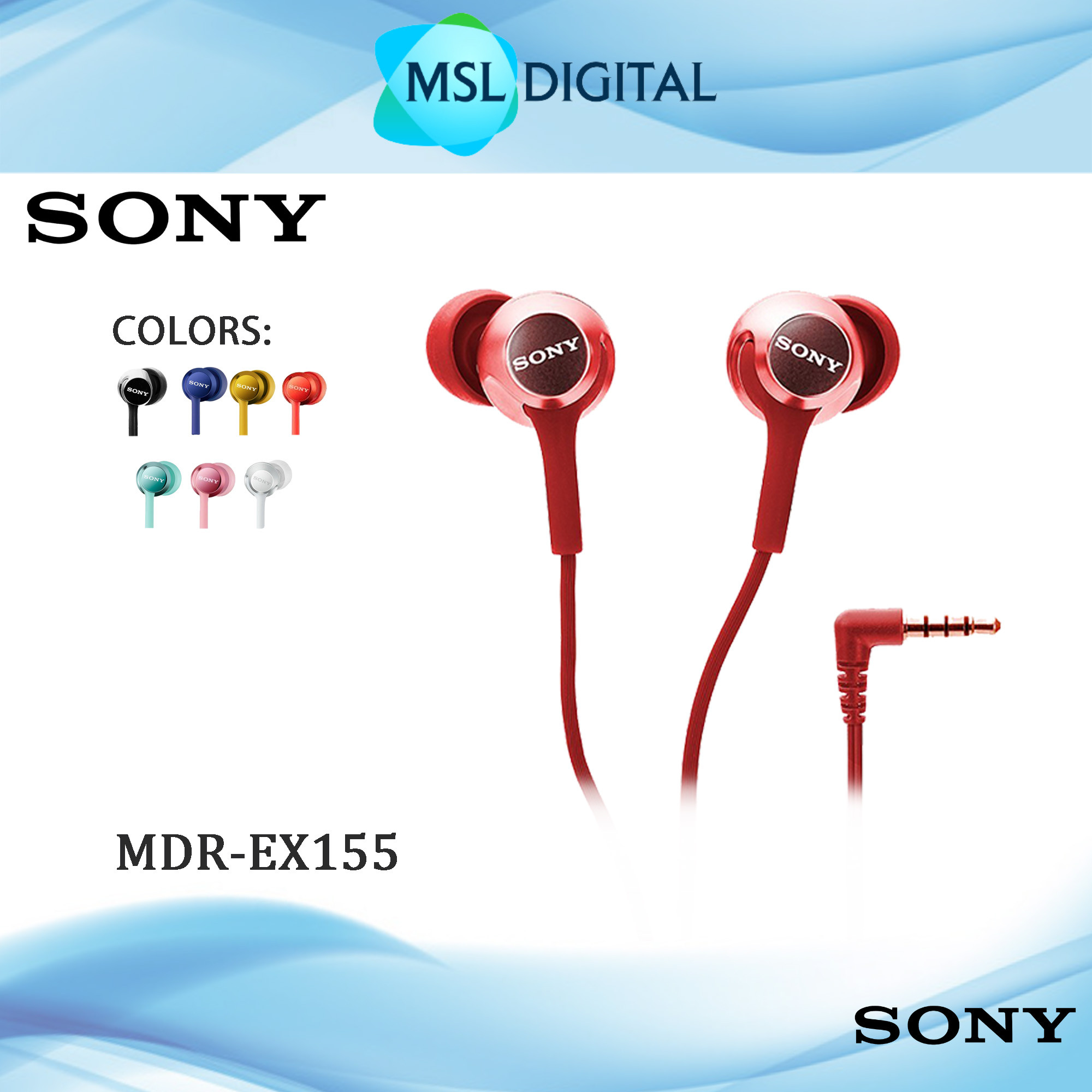 Sony MDR-EX155 In-Ear Earphone Stereo 1.2 Meter L-Plug Type with 9mm ...