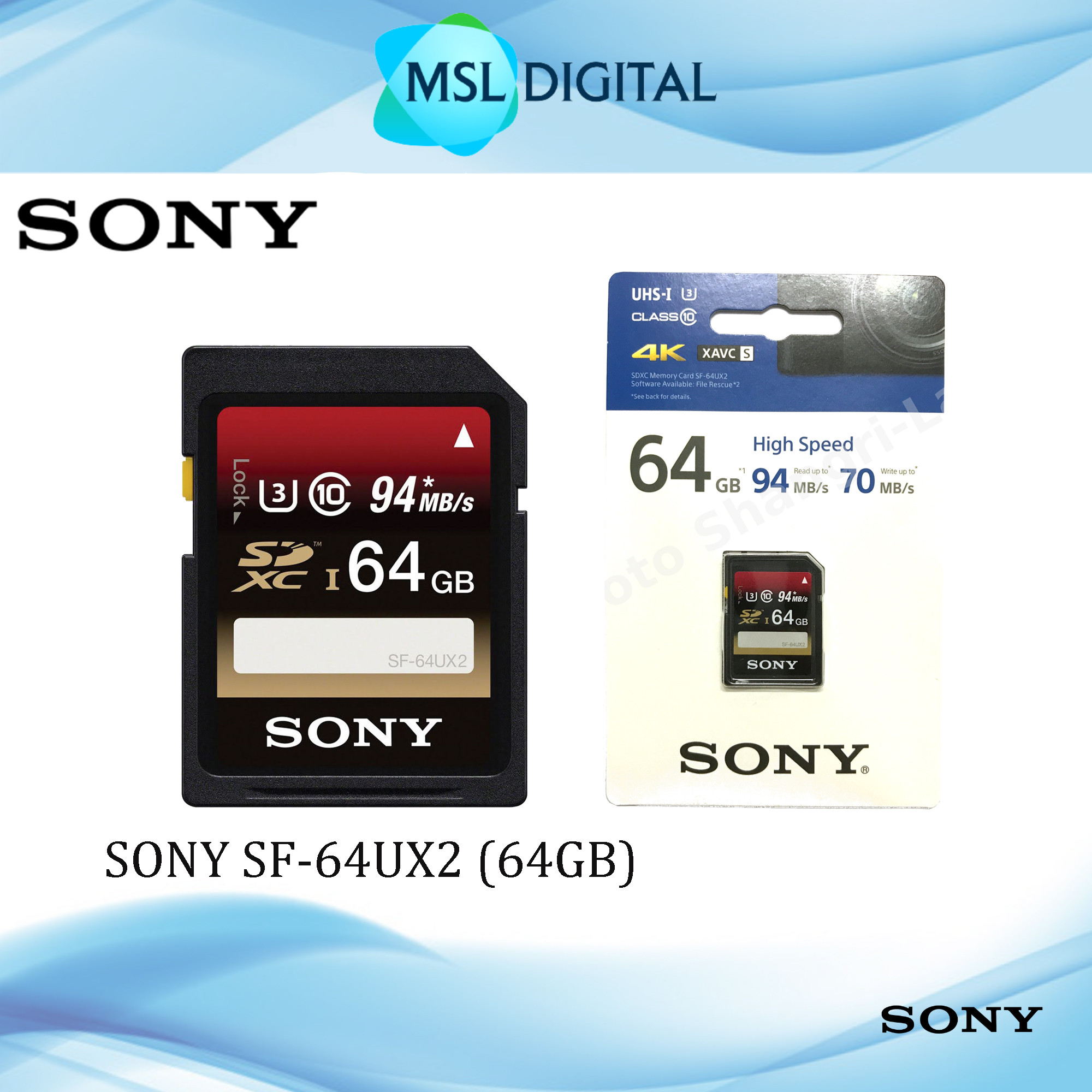 Sony SF-64UX2 SD Memory Card 64GB high speed class 10 - 94mb/s - MSL ...
