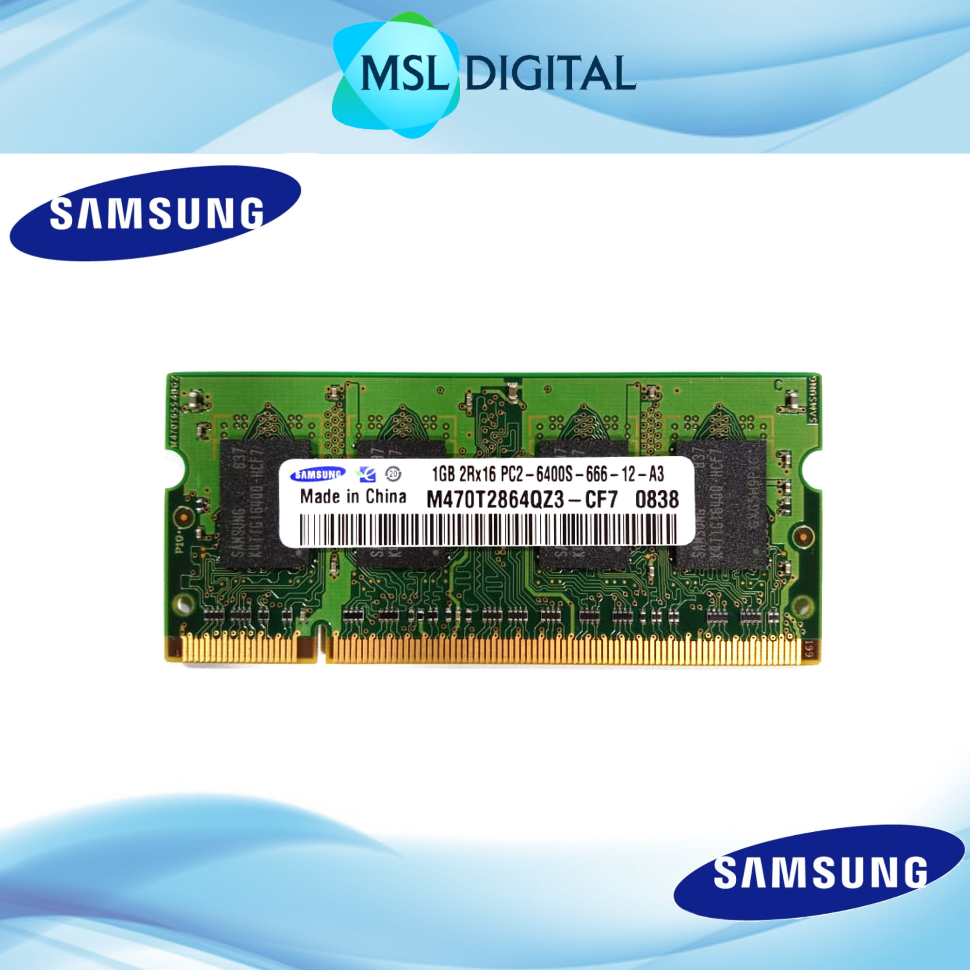 Samsung 1GB DDR2 RAM for Laptop PC2-6400S 200-Pin SODIMM - MSL Digital ...