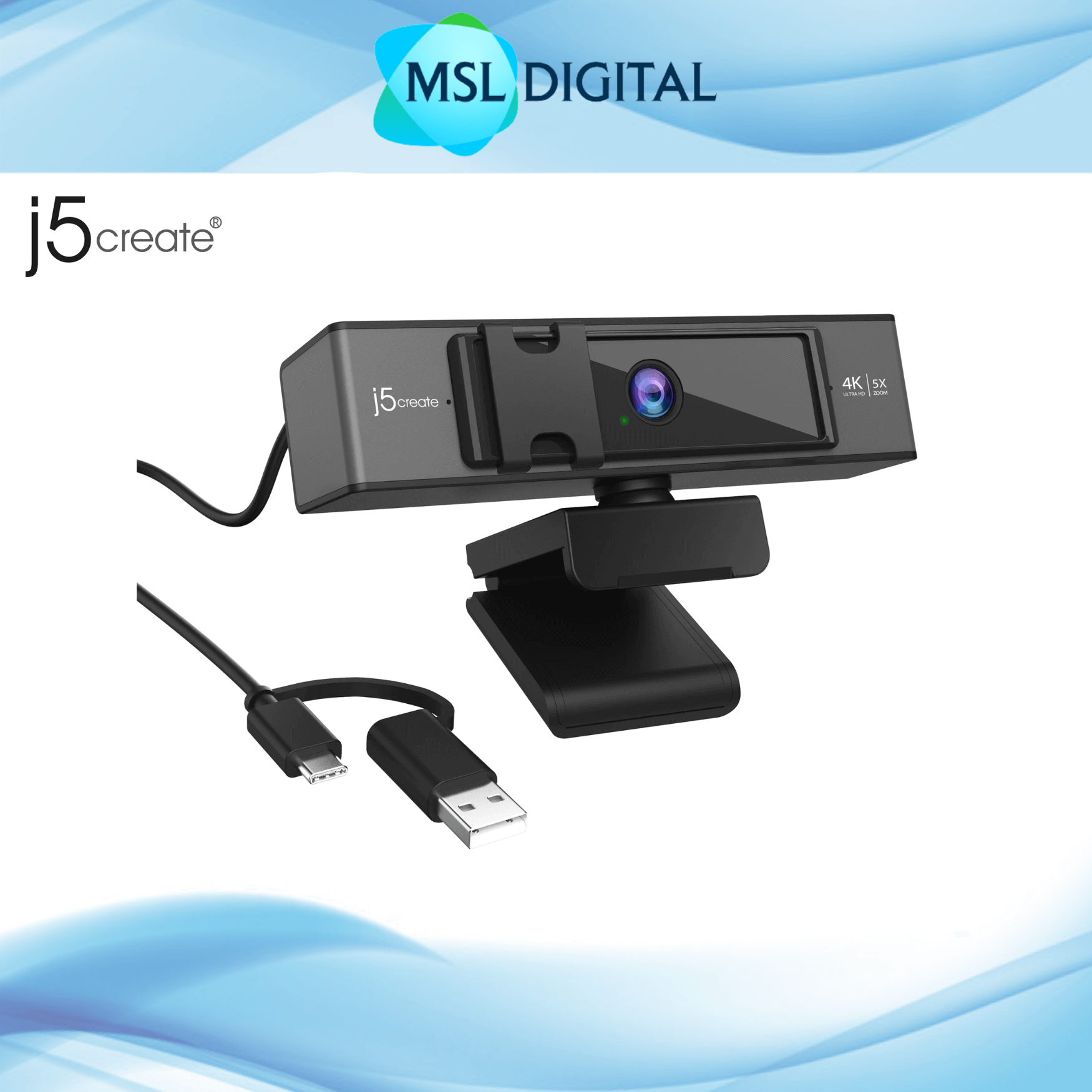 J5create USB 4K ultra HD webcam with 360 rotation & 5x digital zoom ...