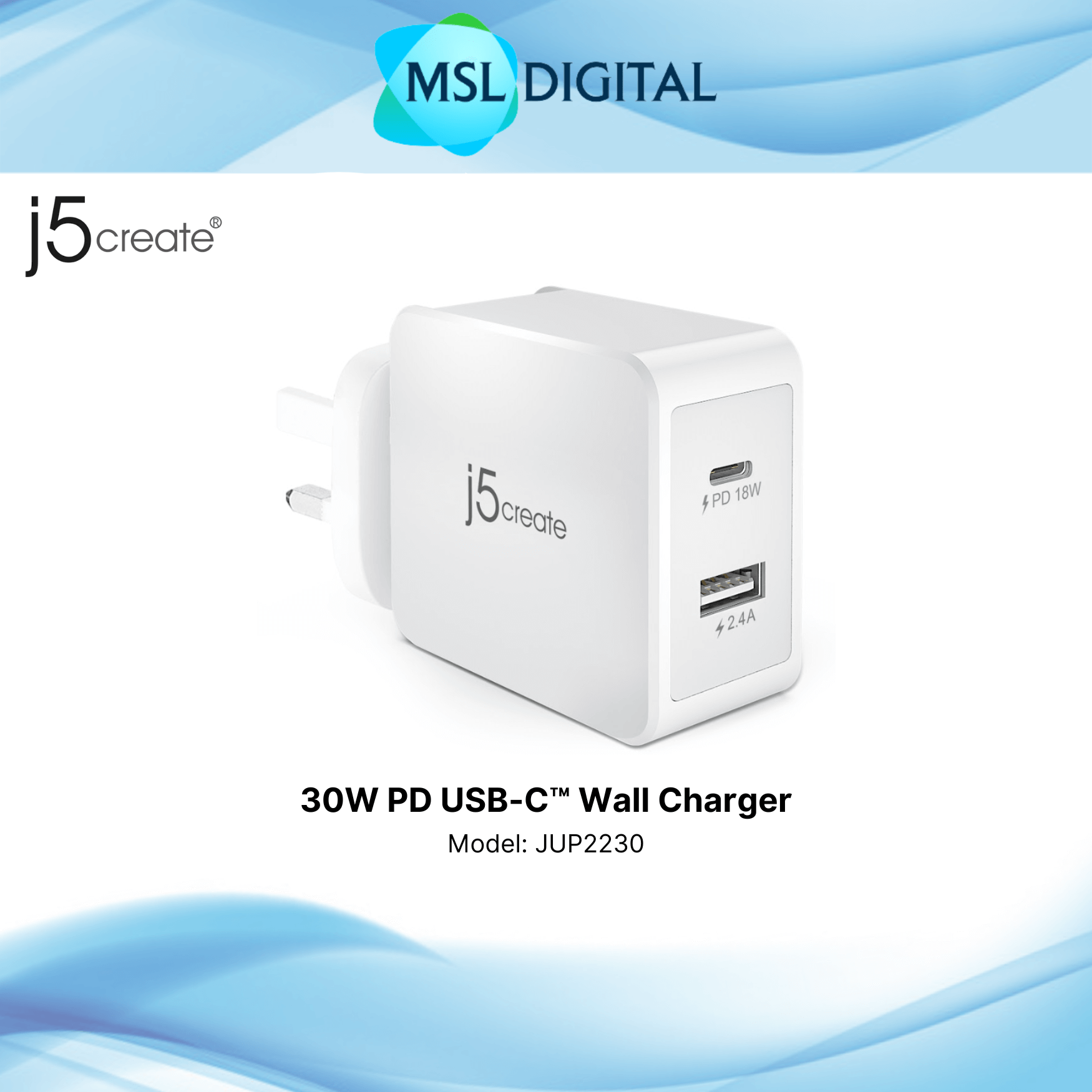 J5 create 30W 2-port PD USB-C mobile charger power delivery & quick ...