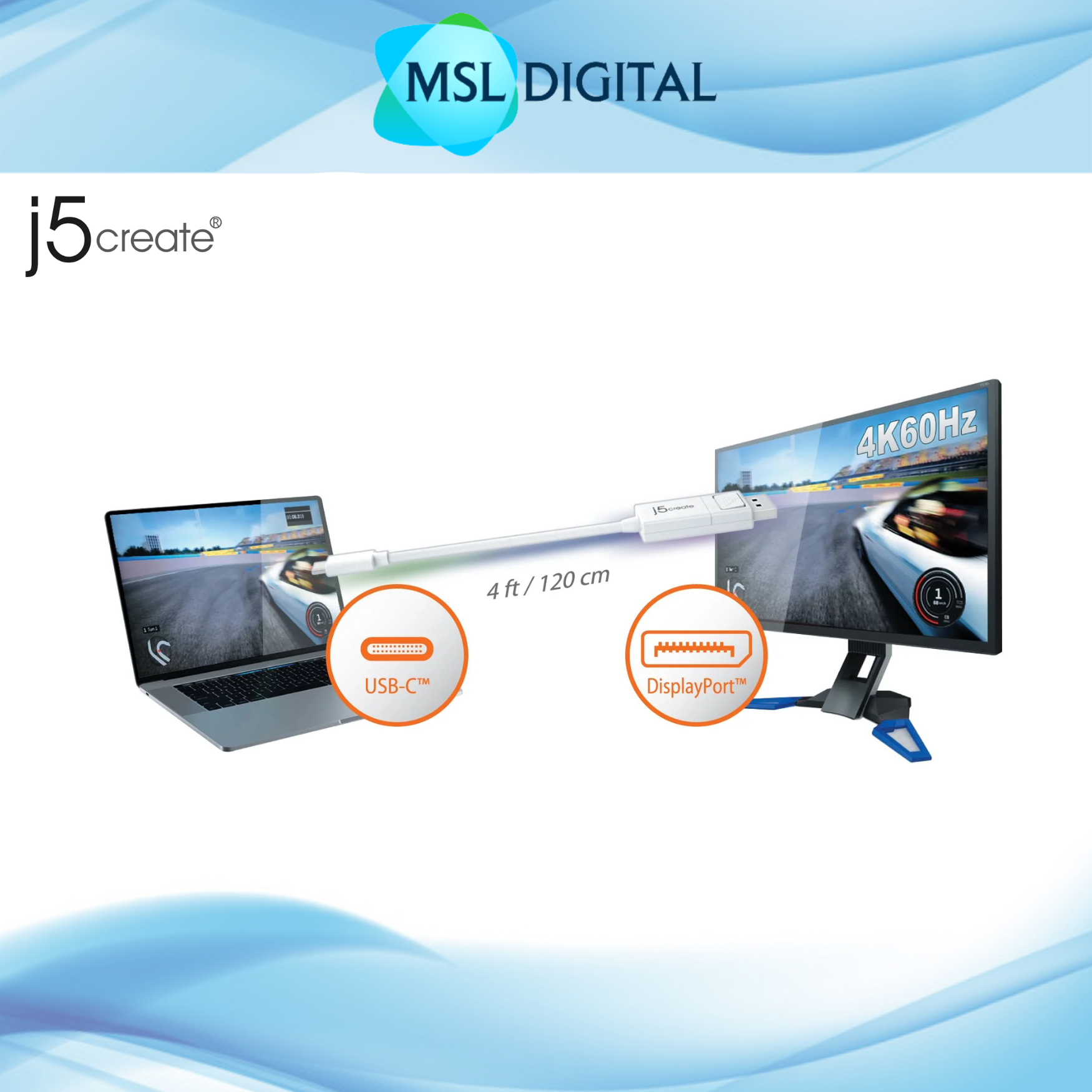 J5 create USB Type-C to 4K displayport cable - JCA141 - MSL Digital ...