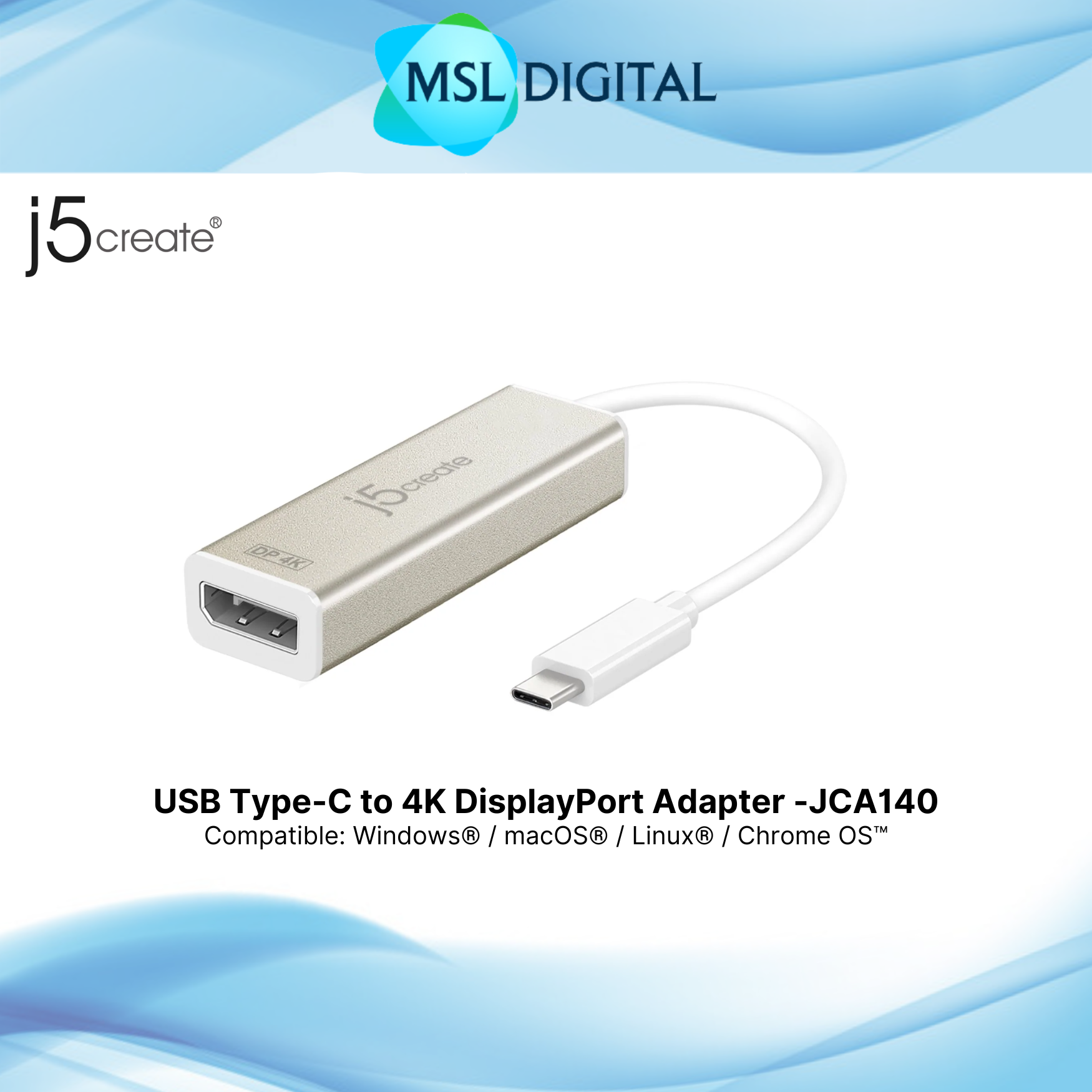 J5create USB Type-C to 4K DisplayPort Adapter - JCA140 - MSL Digital ...