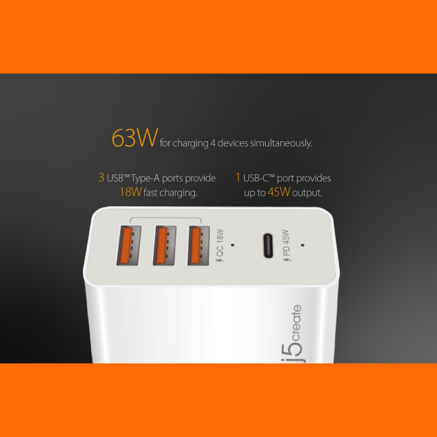 J5 create 63W 4-port PD super charger power delivery & quick charge ...