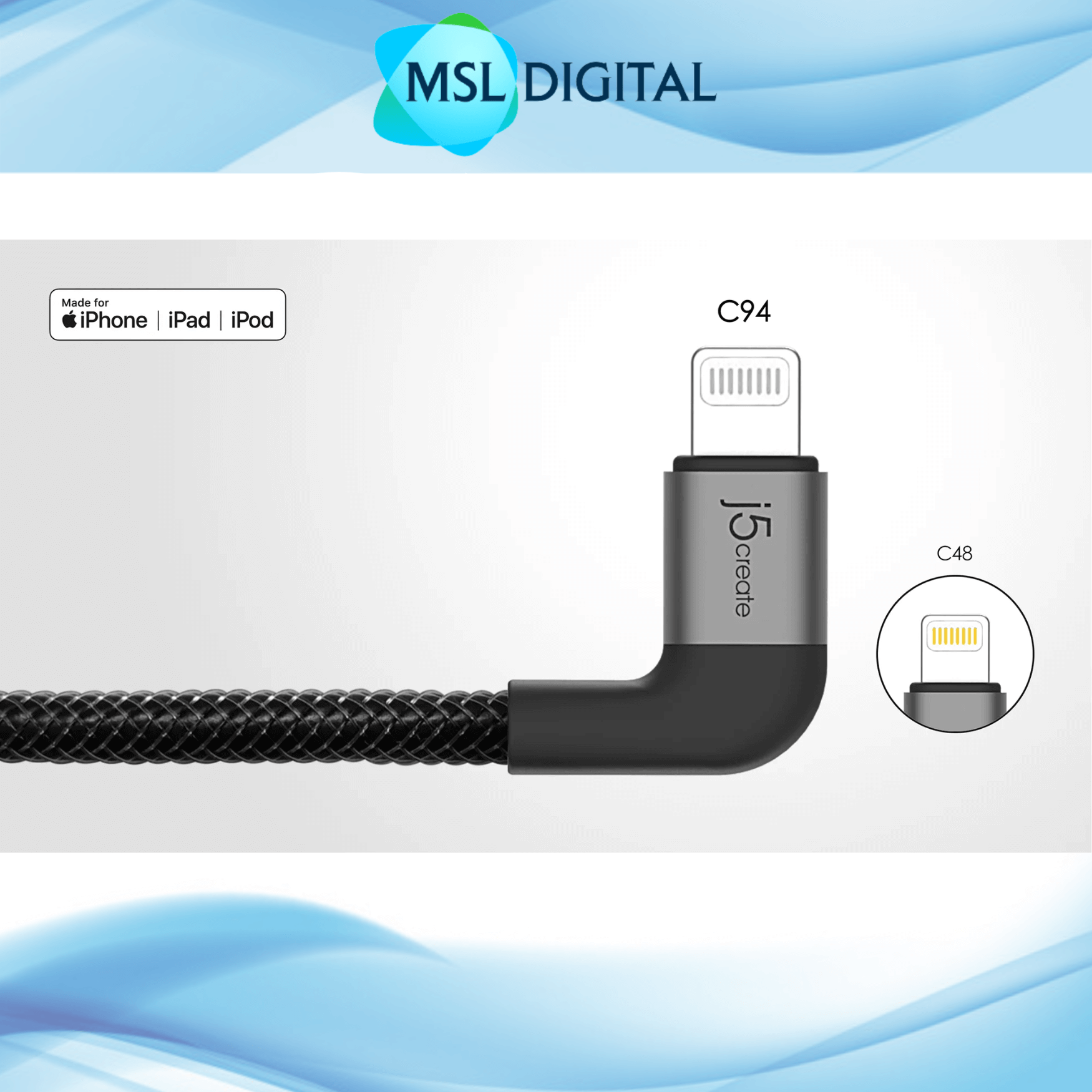 J5create L Shaped Type C to Lightning Cable - JALC15 - MSL Digital ...
