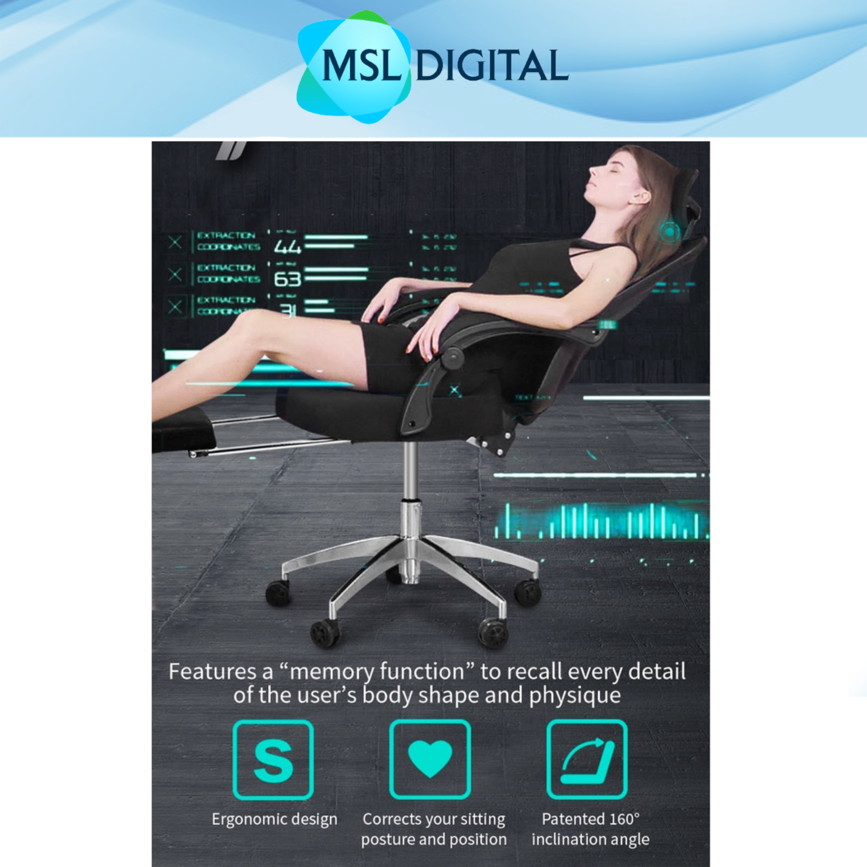 Future Lab Future 7D Ergonomic Reclining Chair FG14630 + Lumbar Support FG13860 + TLamp FG14390 ...