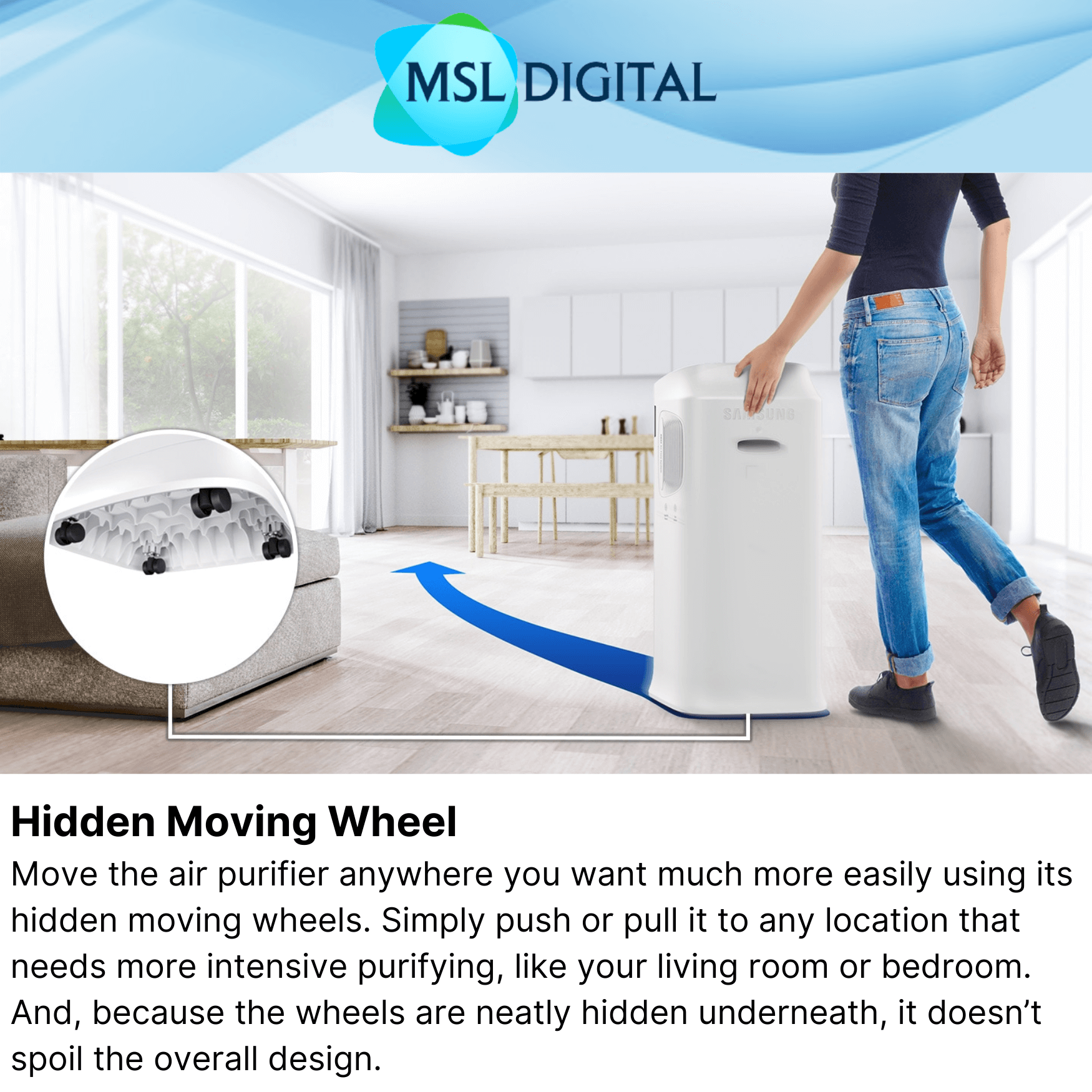 Samsung Smart Air Purifier 60 ㎡ | Built in WiFi | 3 Way Air Flow | Multi-Layered Purification ...