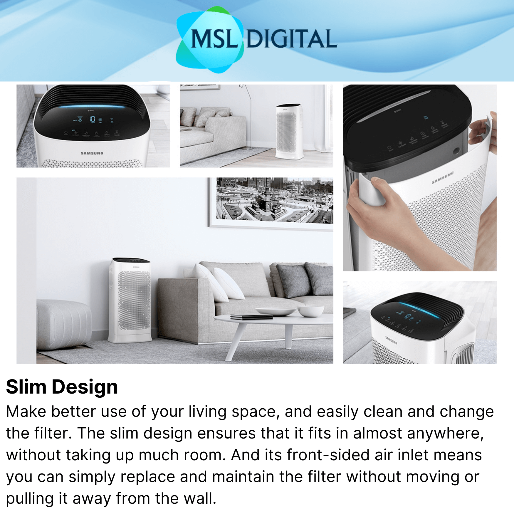 Samsung Smart Air Purifier 60 ㎡ | Built in WiFi | 3 Way Air Flow ...