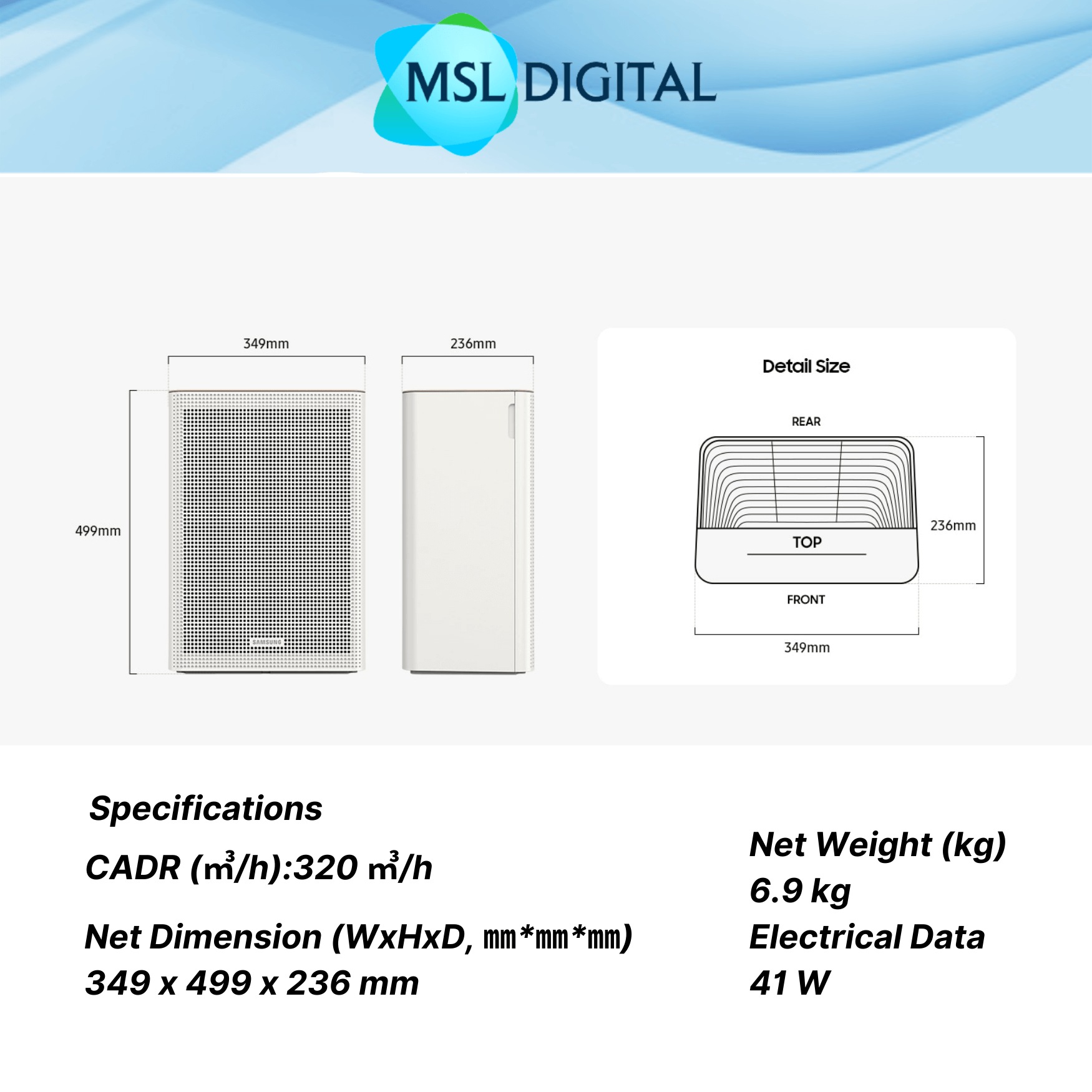 Samsung Smart Air Purifier 40m² Wi-Fi | Multi-layered purification ...
