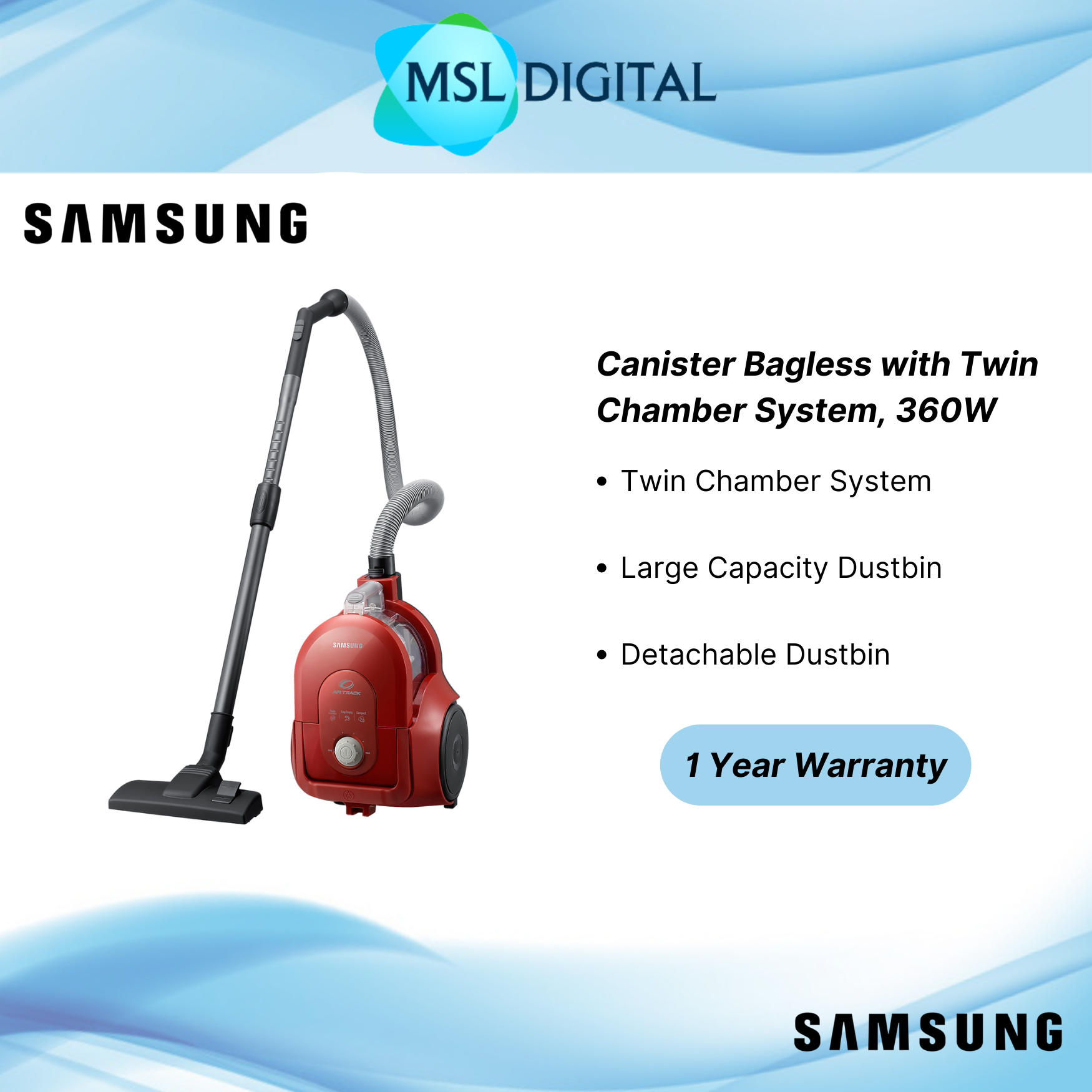 Samsung Canister Bagless Vacuum - VCC4353V4R/XME - MSL Digital Online Store
