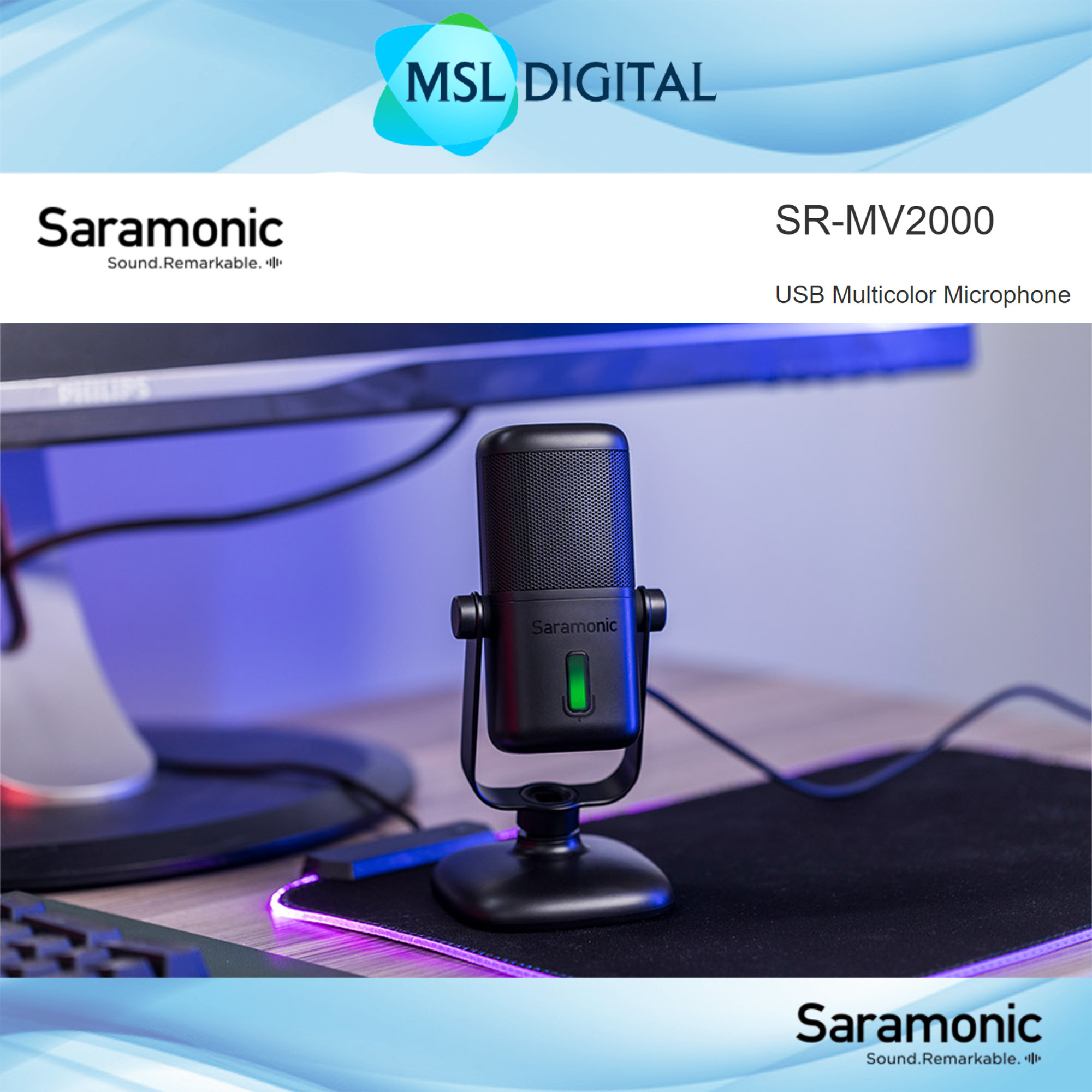 Saramonic SR-MV2000 Plug & Play Premium Cardioid Wired USB Condenser ...