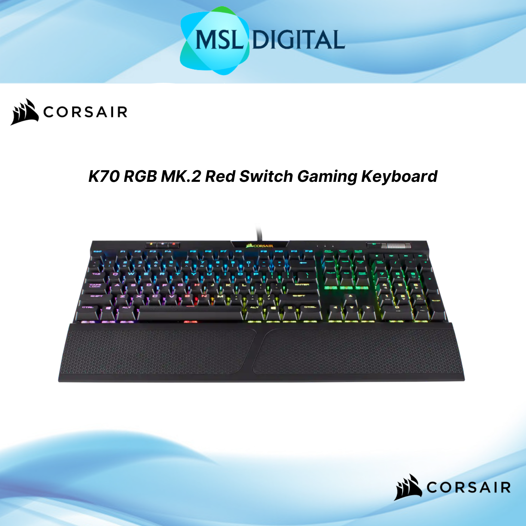 Corsair K70 RGB MK.2 Mechanical Gaming Keyboard — Cherry MX Red Switch ...