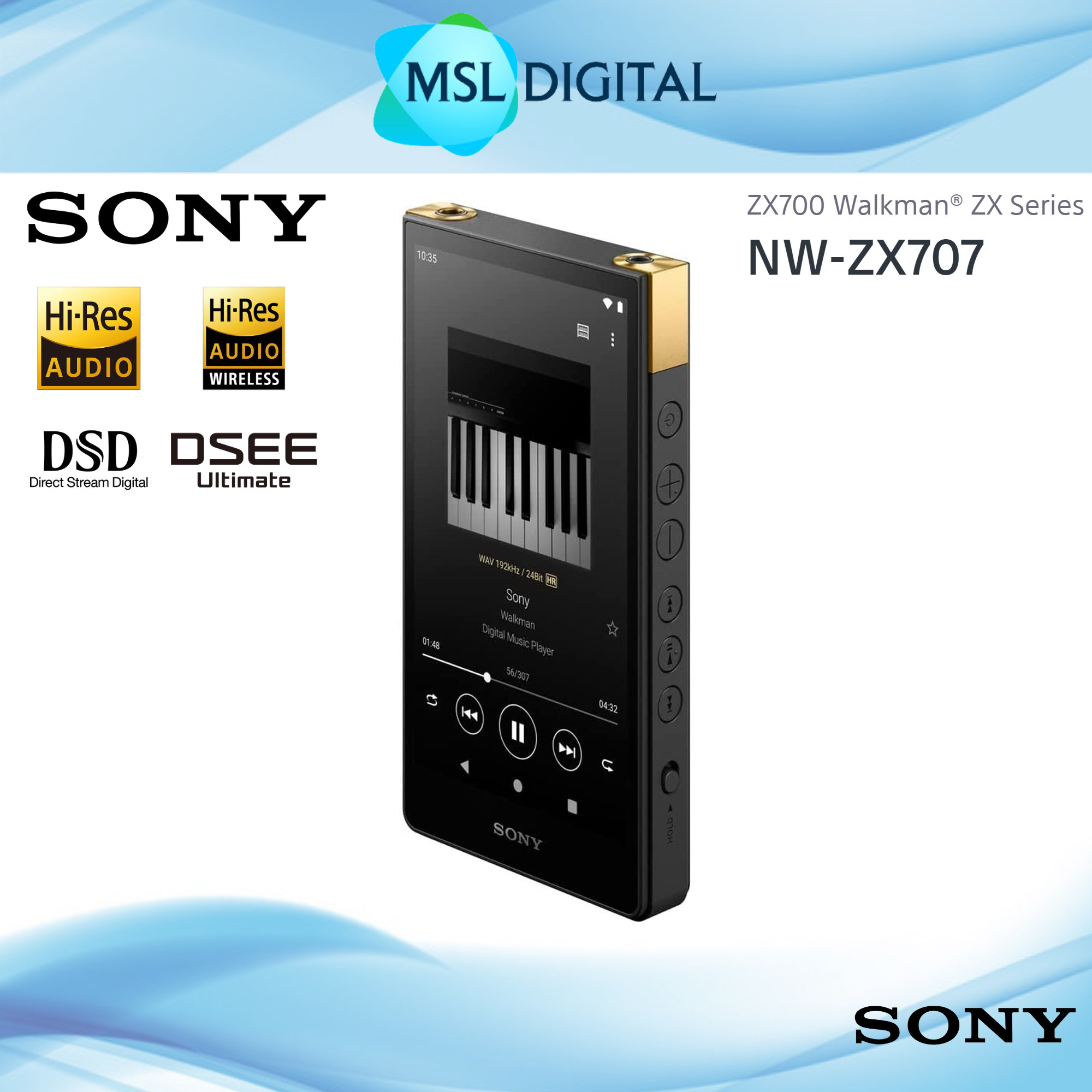 Sony NW-ZX707 Walkman 64GB Hi-Res Portable Digital Music Player with ...