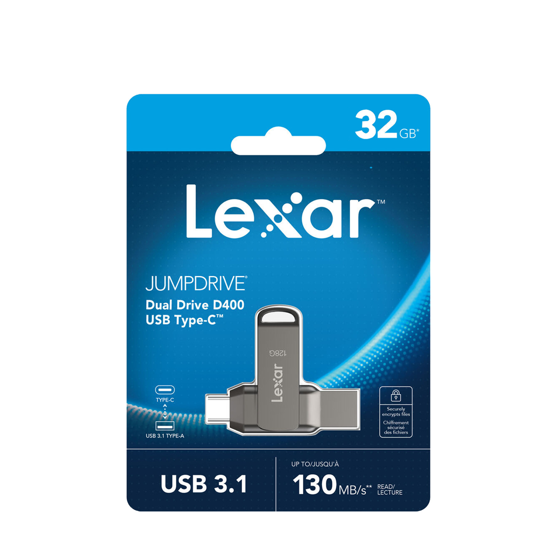 Lexar® JumpDrive® 32GB /64GB / 128GB Dual Drive D400 USB 3.1 Type-C ...