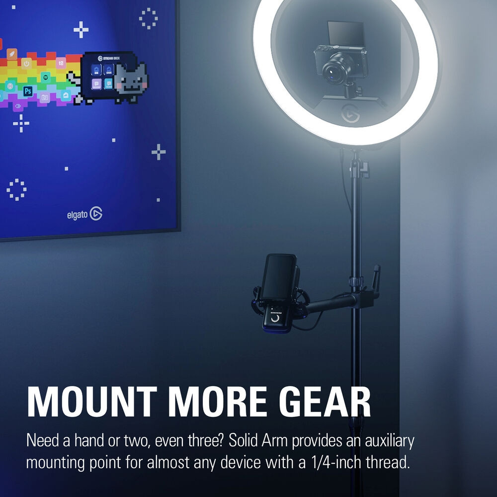 Elgato Solid Arm, Holding Arm with Padded Clamp for easy Mounting and ...