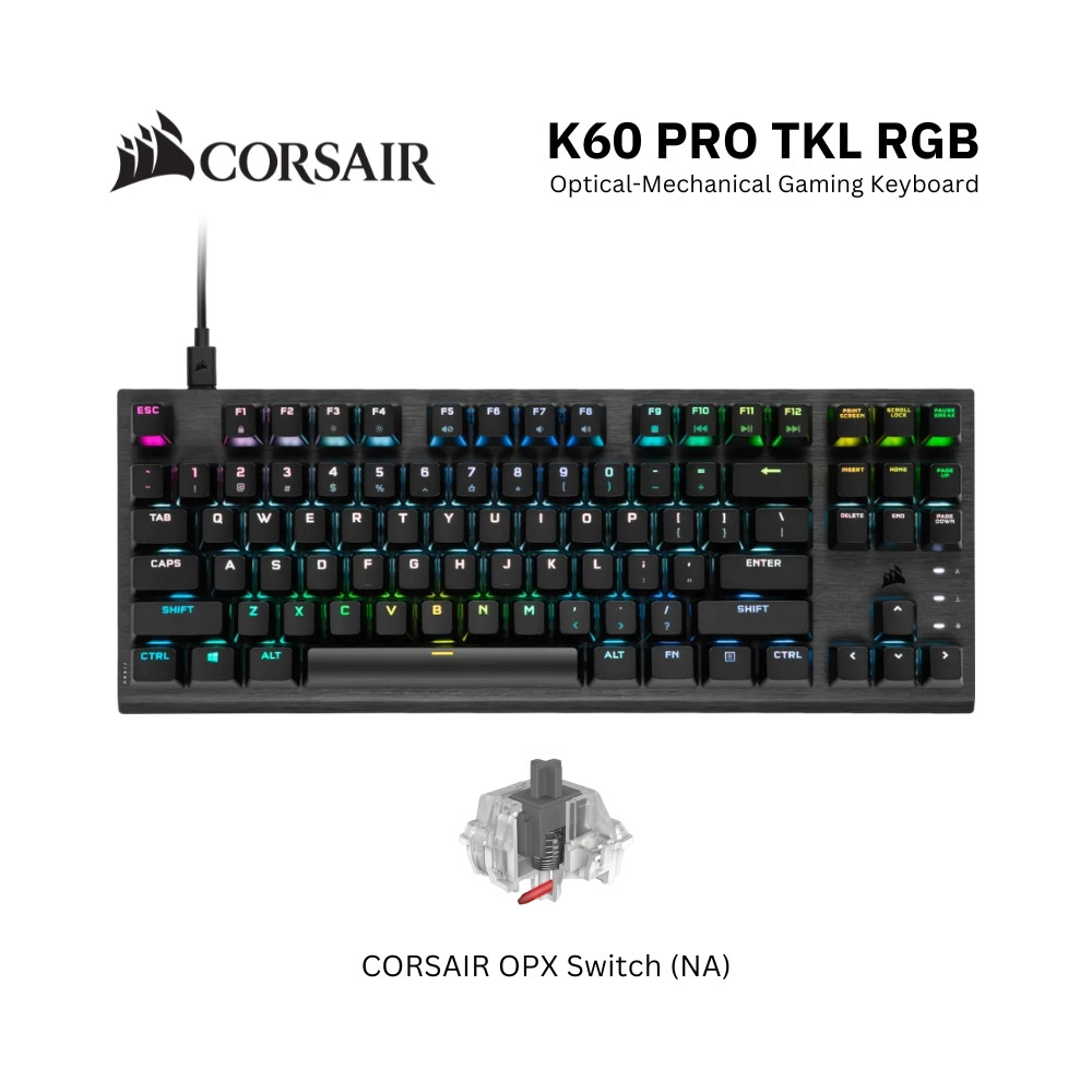 Corsair K60 PRO TKL RGB Tenkeyless Optical-Mechanical Gaming Keyboard ...