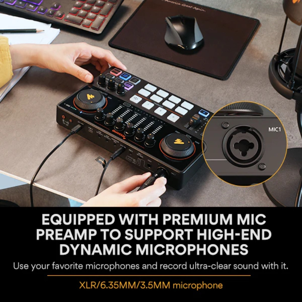 Maono AME2 Professional Sound Card Condenser Microphone Set Maonocaster ...
