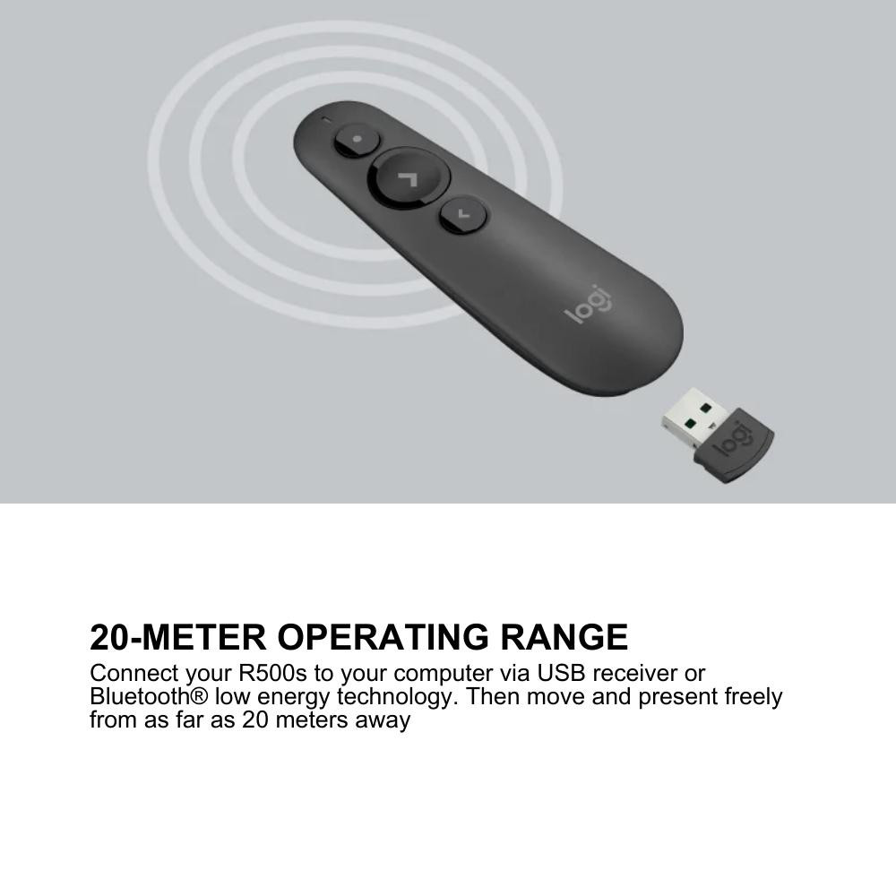 Logitech R500s Presenter Wireless Laser Presentation Remote | Ergonomic ...