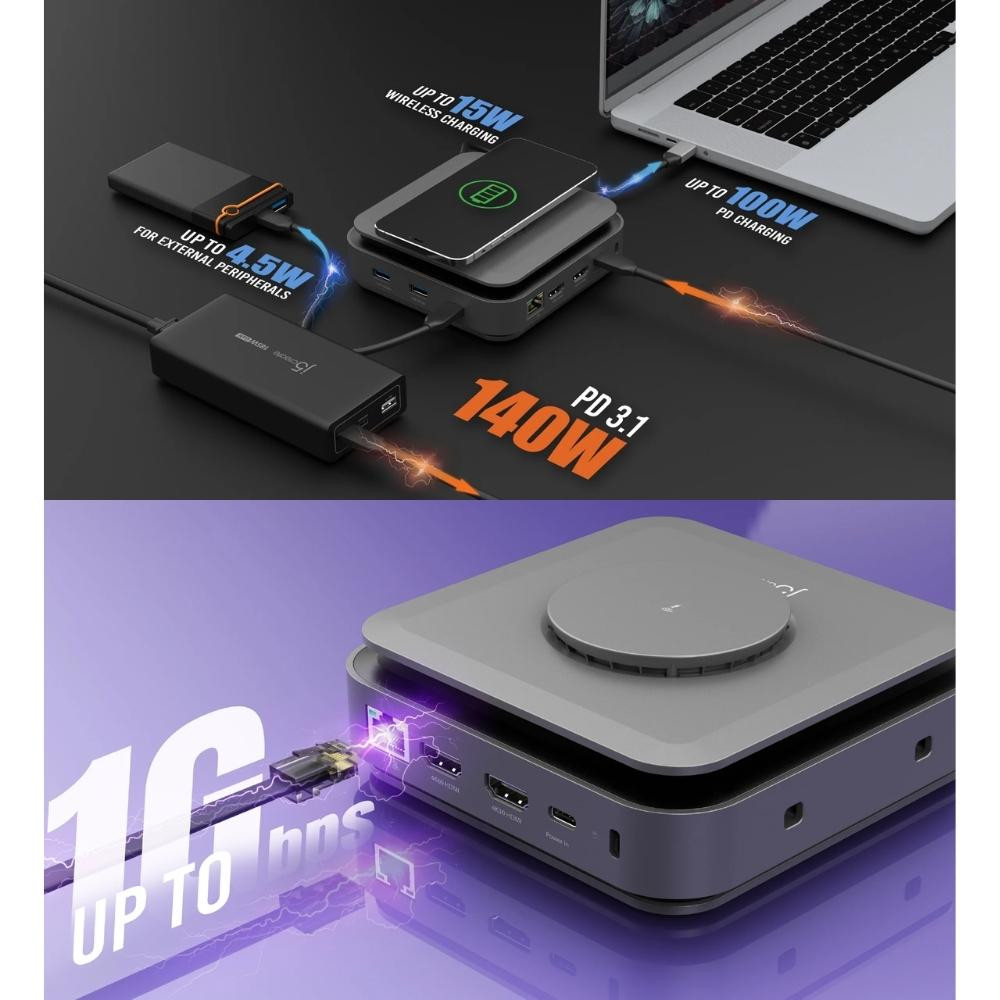 J5create JCD3199 USB-C Dock Dual 4K HDMI | 140W Power Delivery 3.1 ...