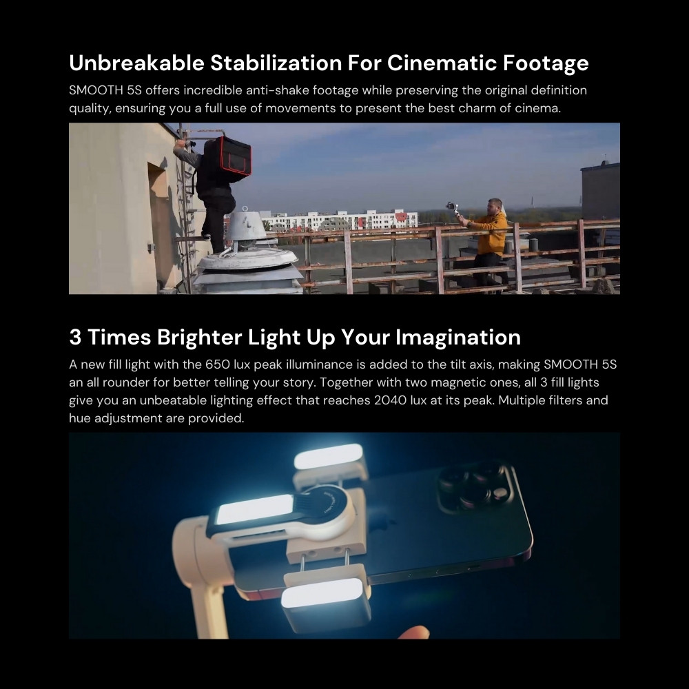 Zhiyun Smooth 5S Smartphone Gimbal Stabilizer | Pro 3-Axis Structure ...