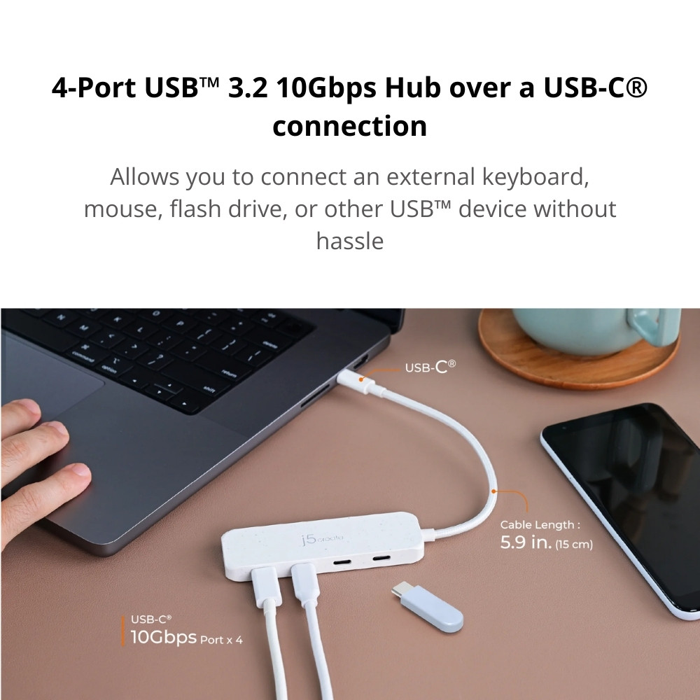 J5create JCH345E Eco-Friendly USB-C® to 4-Port Type-C Gen 2 Hub - MSL ...