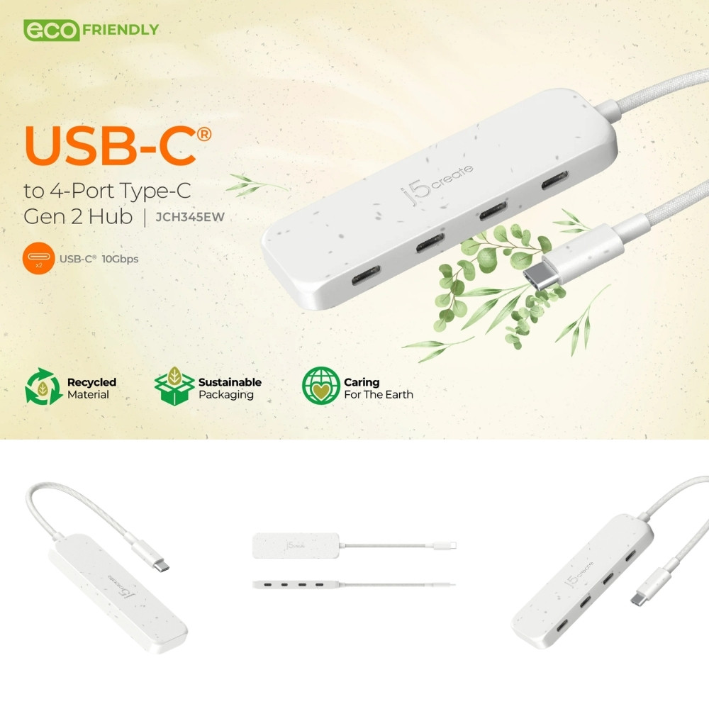 J5create JCH345E Eco-Friendly USB-C® to 4-Port Type-C Gen 2 Hub - MSL ...