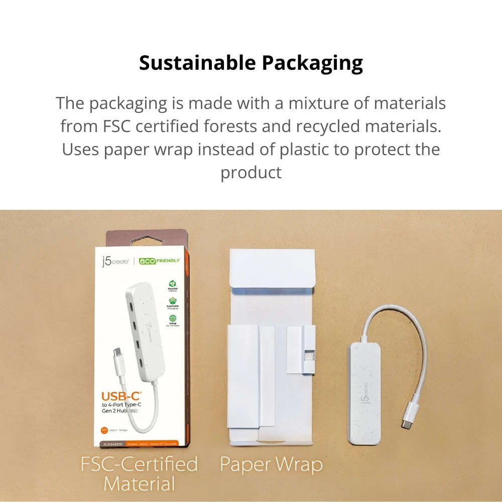 J5create JCH345E Eco-Friendly USB-C® to 4-Port Type-C Gen 2 Hub - MSL ...
