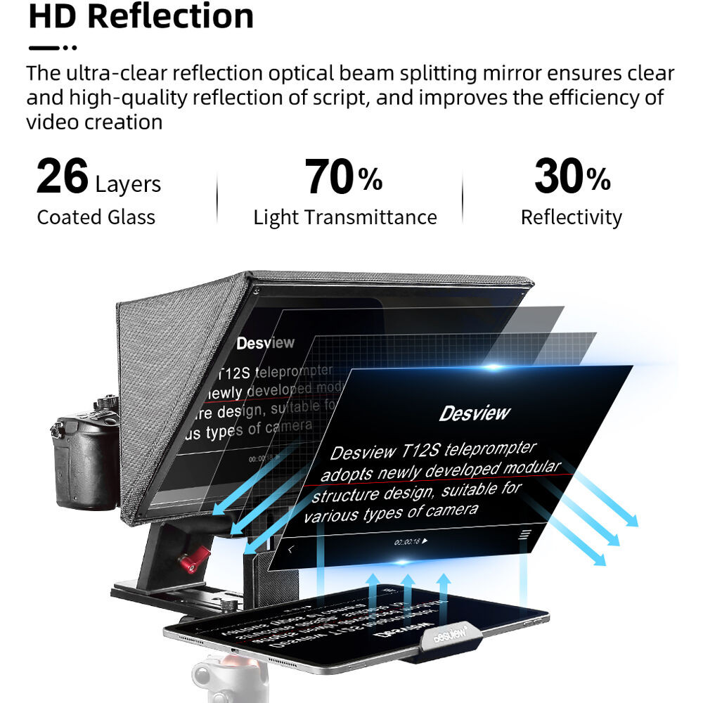 Desview T12S Teleprompter 12.9" Portable Teleprompter for Smartphone ...