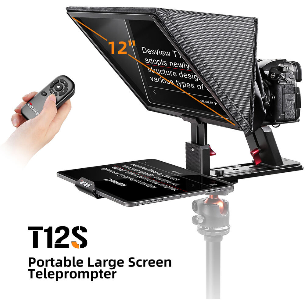 Desview T12S Teleprompter 12.9" Portable Teleprompter for Smartphone ...