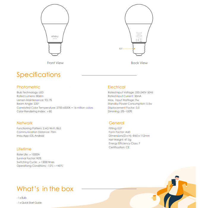 IMOU B5 Color Light Bulb | Imou Life app | customize light color ...
