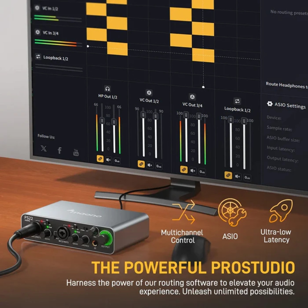Maono PS22 Audio Interface for Recording, Music Production, Guitar ...