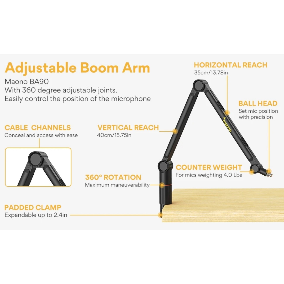 Maono BA91 BA92 Microphone Boom Arm Stand Mic Holder Microphone Stand ...